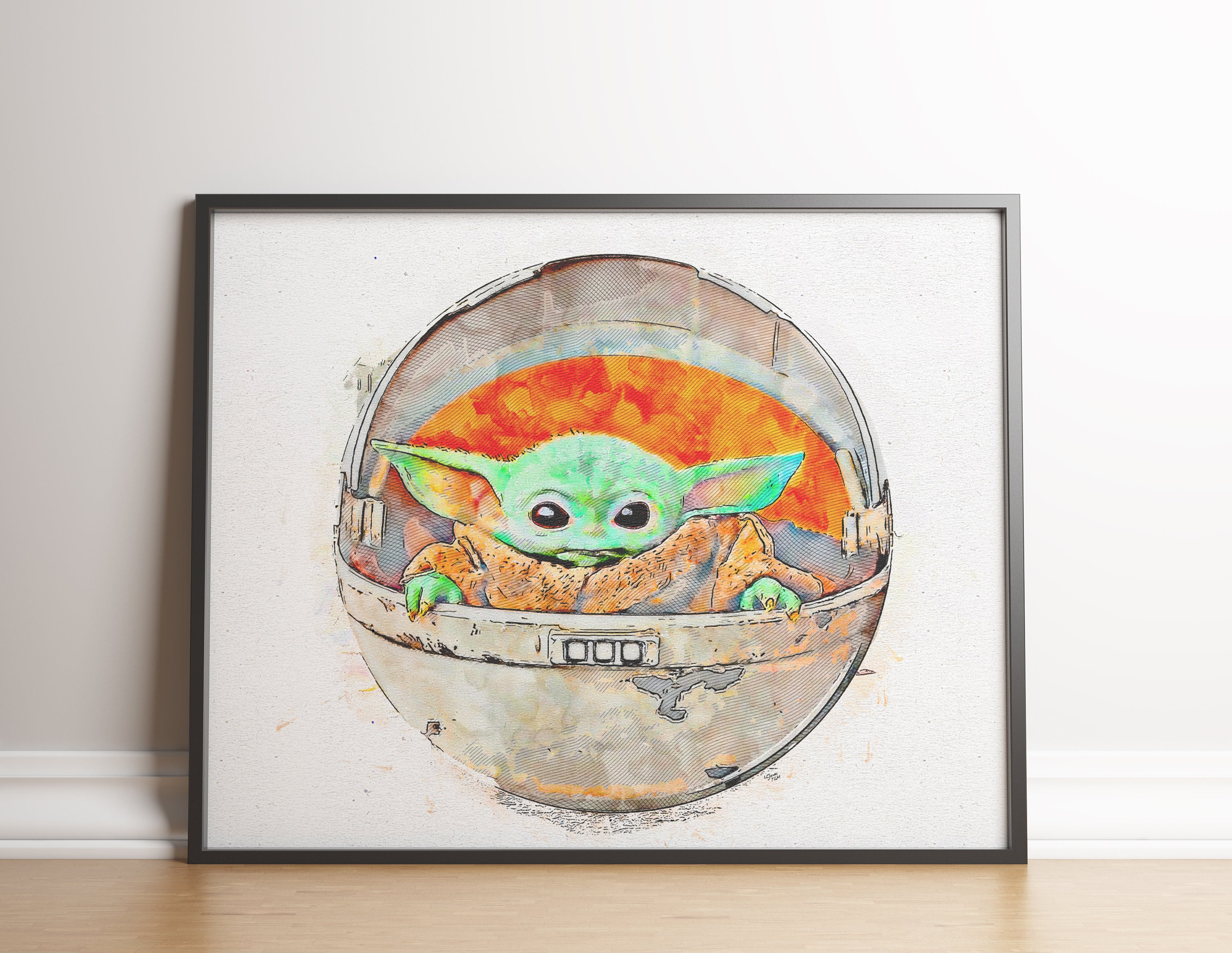 Custom Star Wars the Mandalorian Grogu Digital Line Drawing - Etsy UK