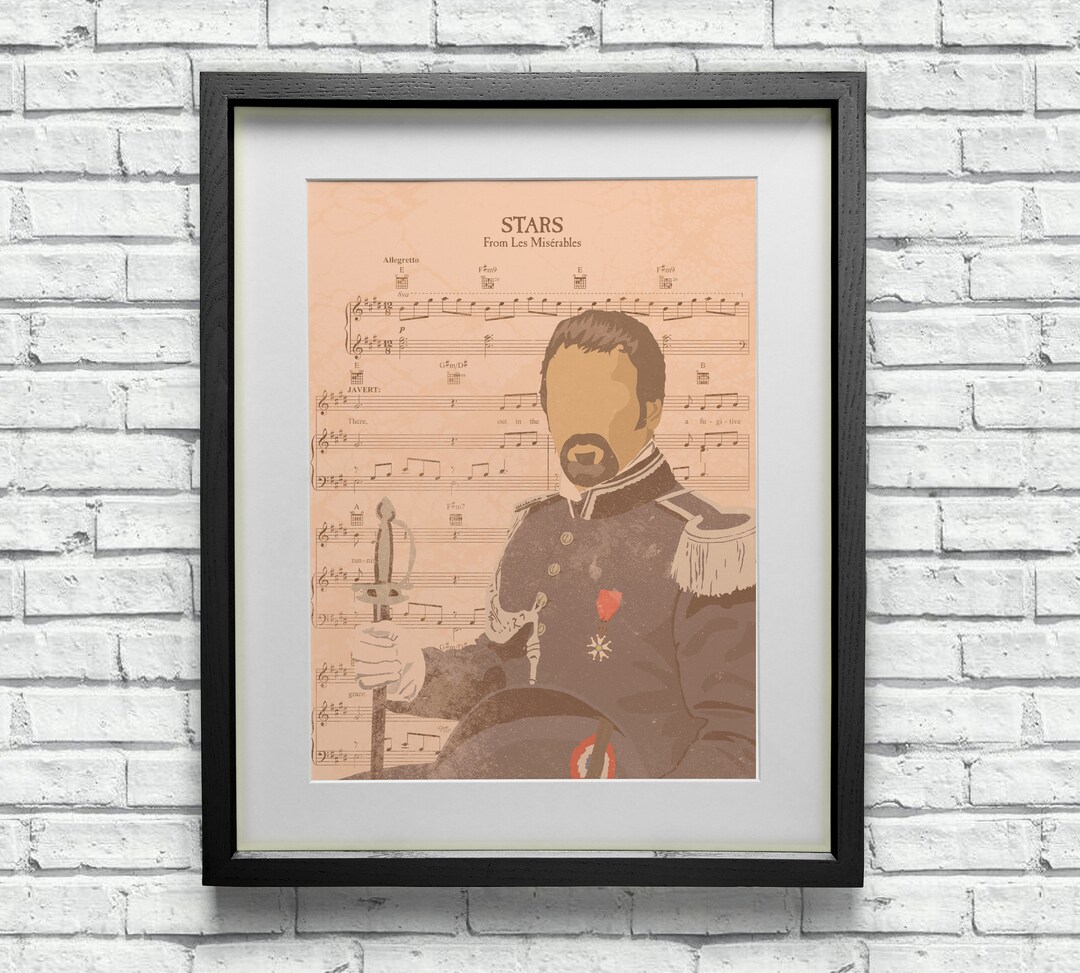 Javert 'stars' Sheet Music Art Print: Les Misérables Minimalist Design ...