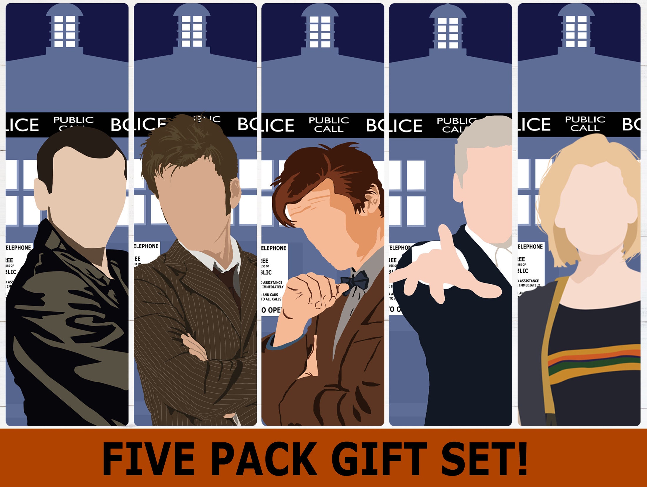 Doctor Who Bookmark Set: Minimalist Sci-fi Art Prints, Geeky Gift - Etsy