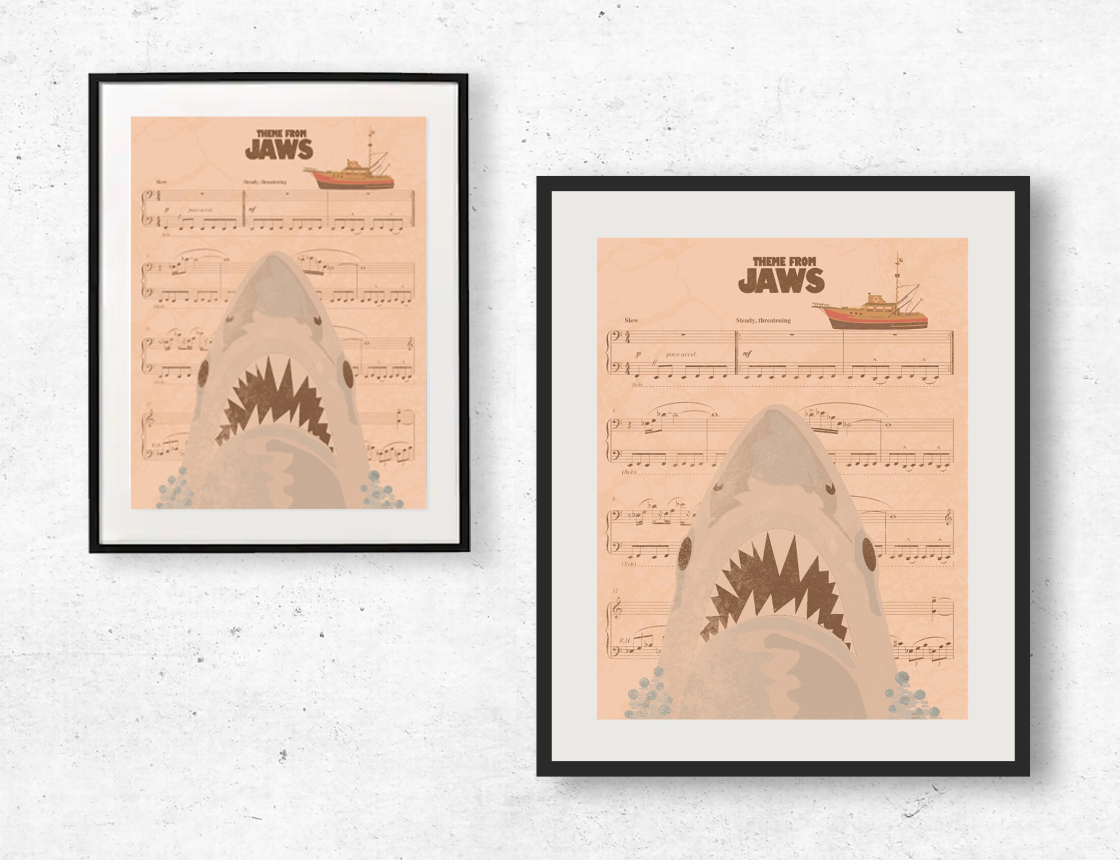 Jaws John Williams Custom Theme Tune Sheet Music Wall Art | Etsy