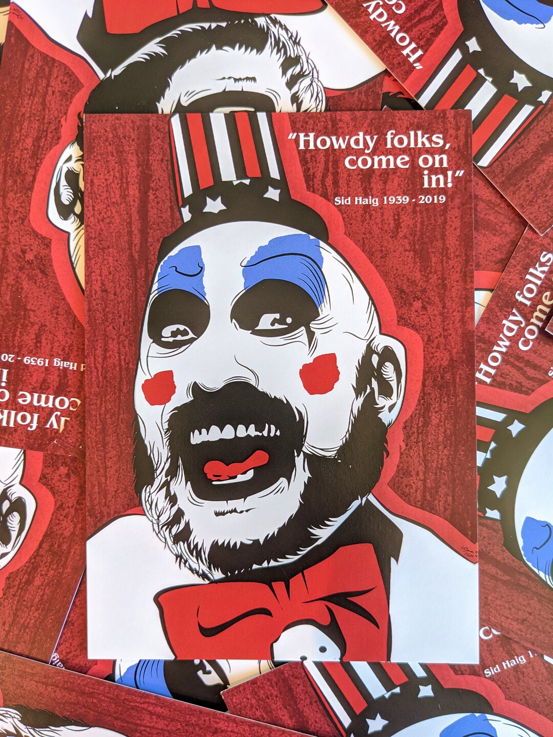 Captain Spaulding Postcard: Minimalist Horror Art, Geeky Gift - Etsy