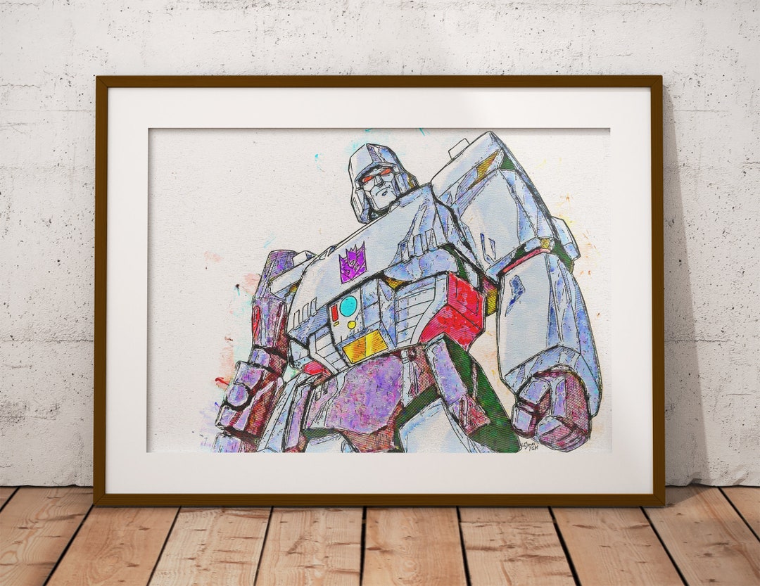 Custom Transformers Megatron Digital Line Drawing Sketch - Wall Art ...