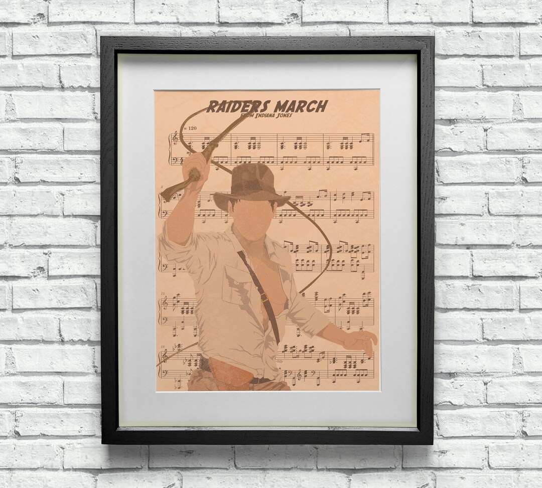 Indiana Jones Raiders March Theme Sheet Music Print, Adventure Fan Art ...