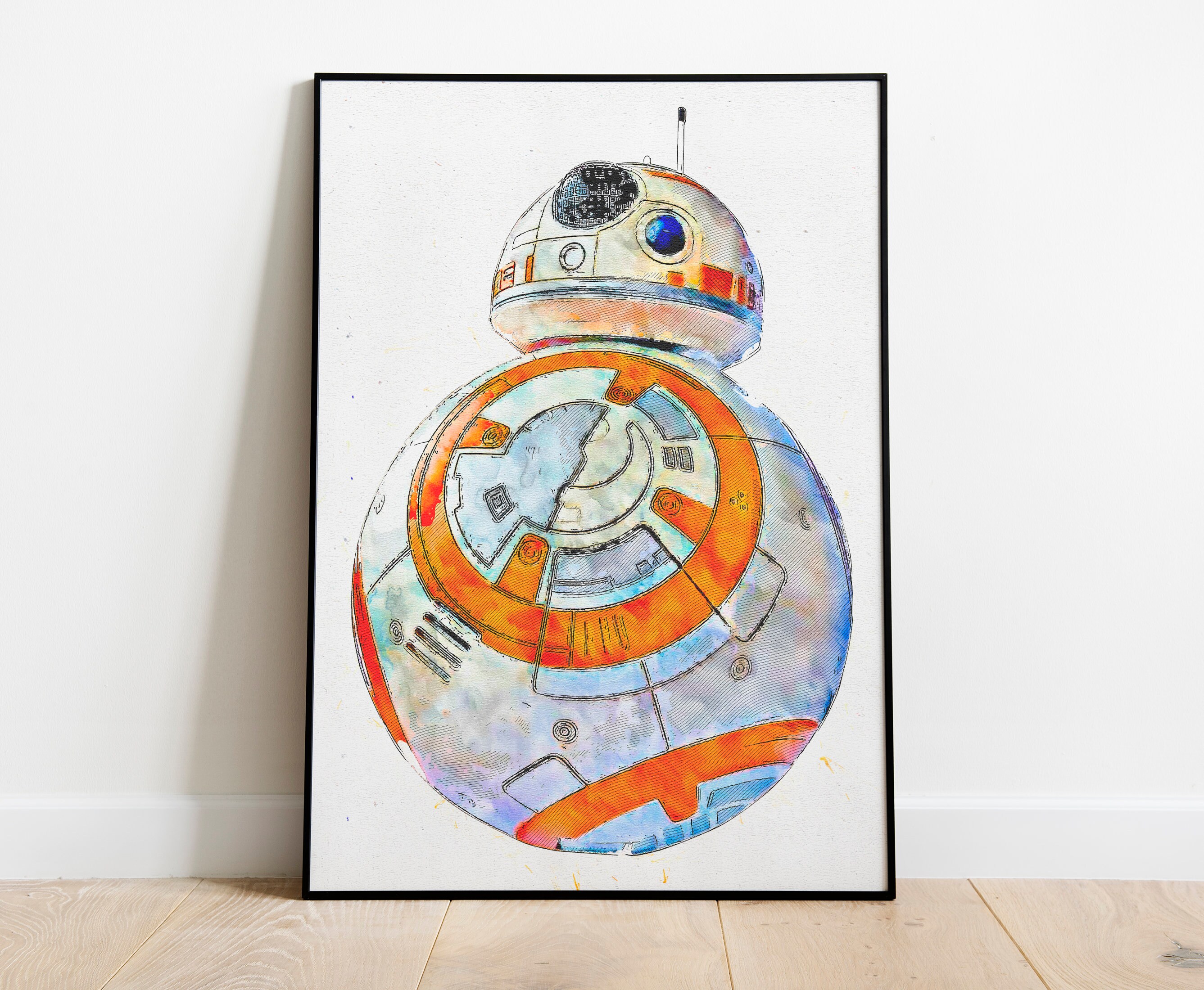 Custom Star Wars BB-8 Droid Digital Line Drawing Sketch Wall | Etsy