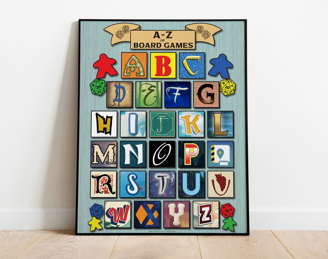 A-Z of Tabletop Board Games - Hobby Gaming Poster in A3, Geeky Home ...