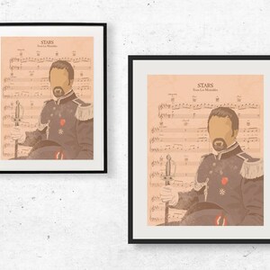 Javert 'stars' Sheet Music Art Print: Les Misérables Minimalist Design ...