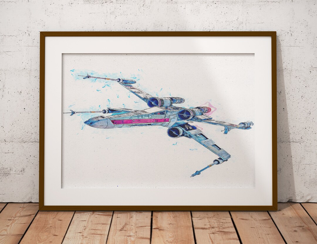 Star Wars X-wing Sketch Art Print: Geeky Sci-fi Wall Decor - Etsy