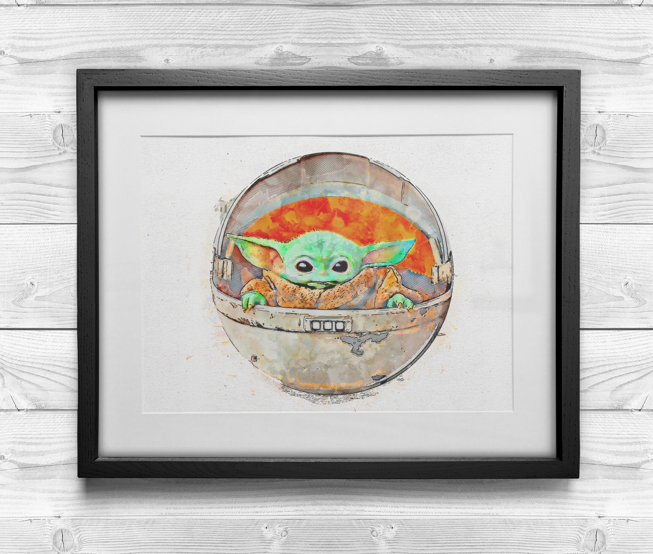 Custom Star Wars the Mandalorian Grogu Digital Line Drawing - Etsy UK