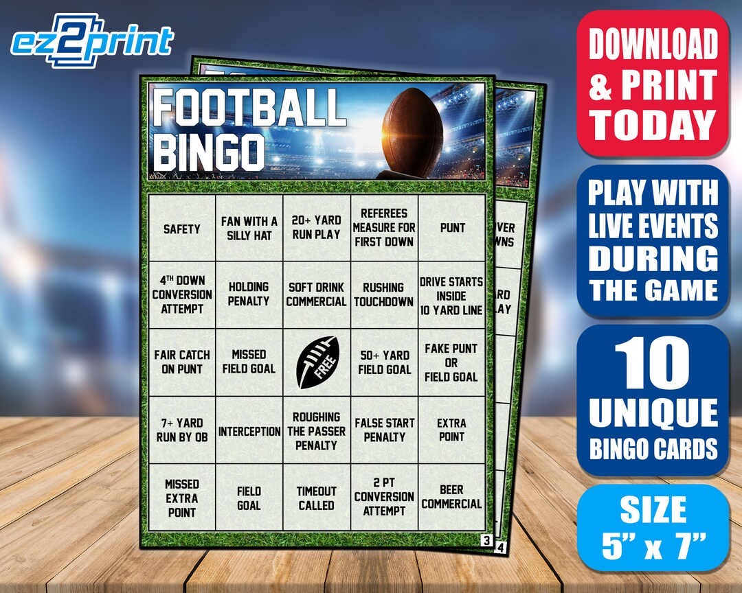 Football Bingo Cards 10 Pack Digital Instant Download Watch the Game ...
