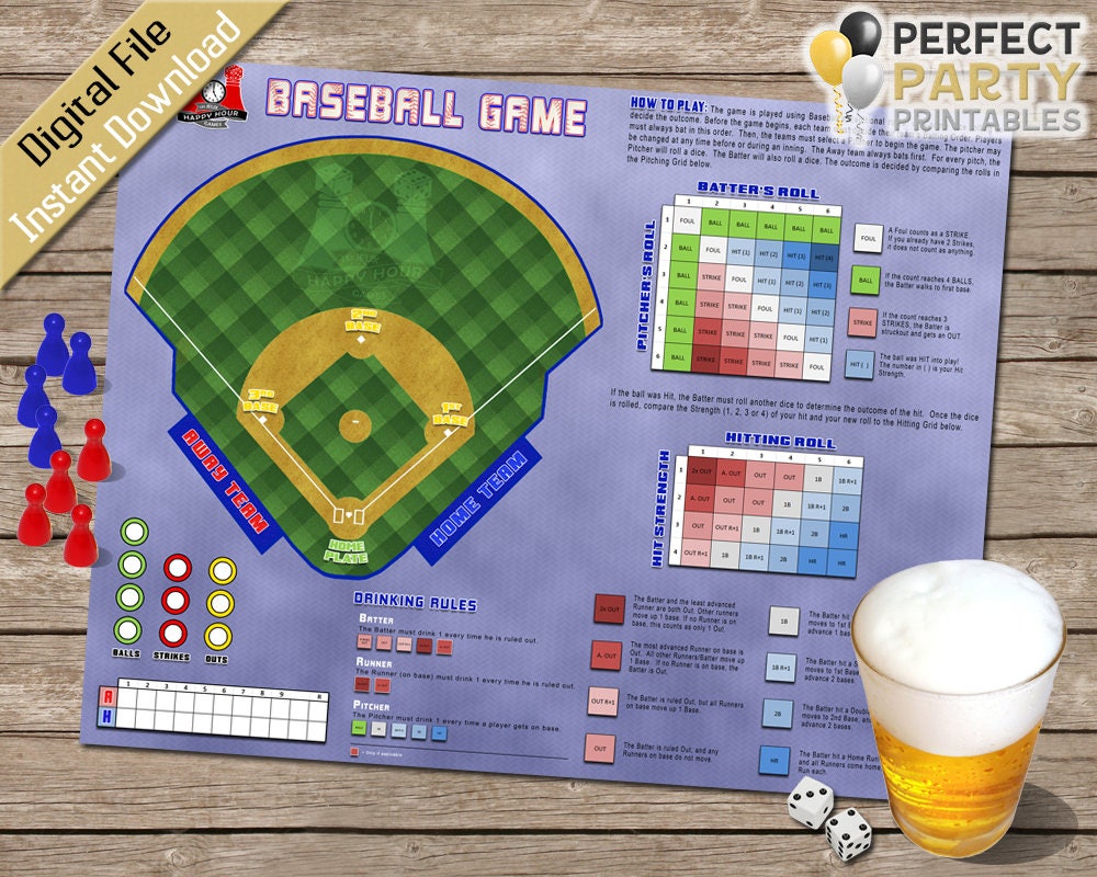 Drinking Game Baseball Board Game Party Game Oversized - Etsy