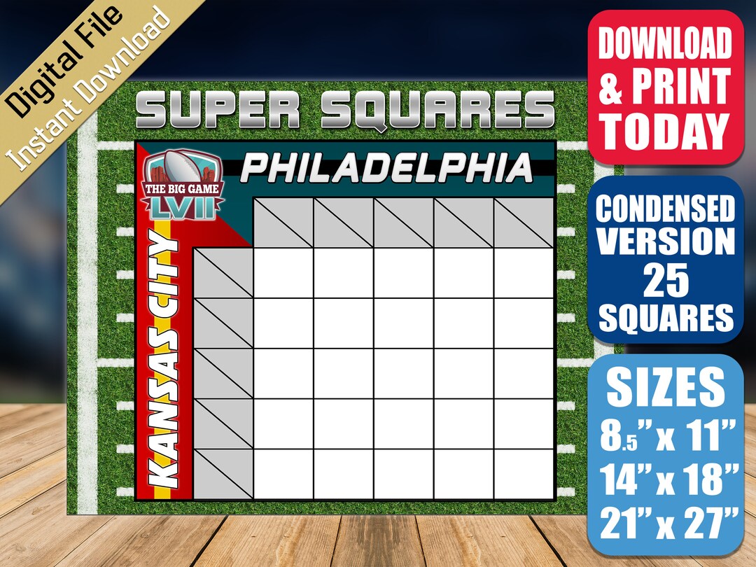 Super Squares 25 Condensed Edition Football Pool Box Game - Etsy
