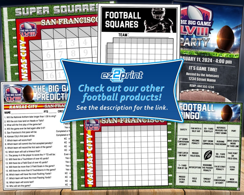 Deluxe Numbered Super Squares Football Pool Game (printable Digital ...