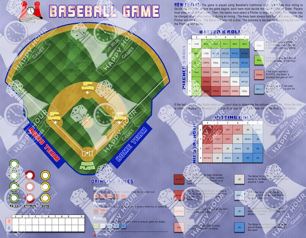 Drinking Game Baseball Board Game Party Game Oversized | Etsy