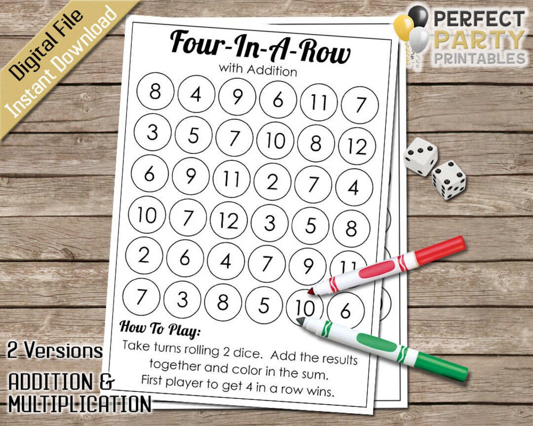 Four-in-a-row Educational Game Pack - Practice Addition and ...