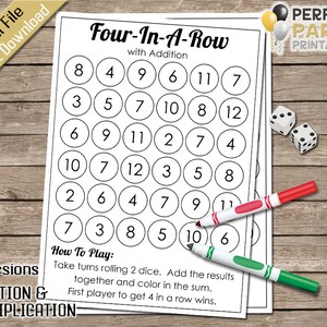 Four-in-a-row Educational Game Pack - Practice Addition and ...