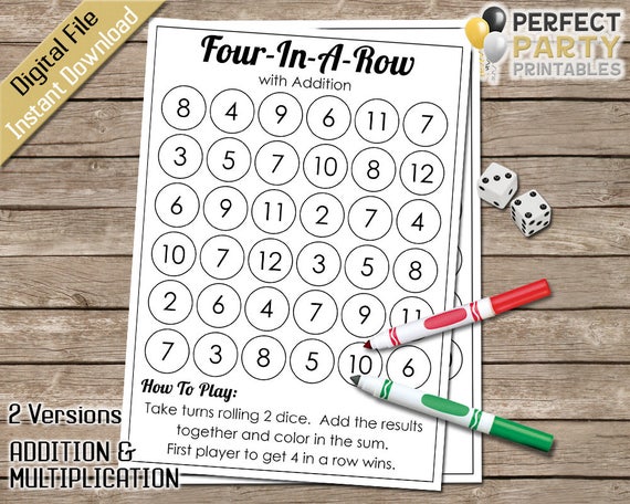 Four-in-a-row Educational Game Pack Practice Addition and | Etsy