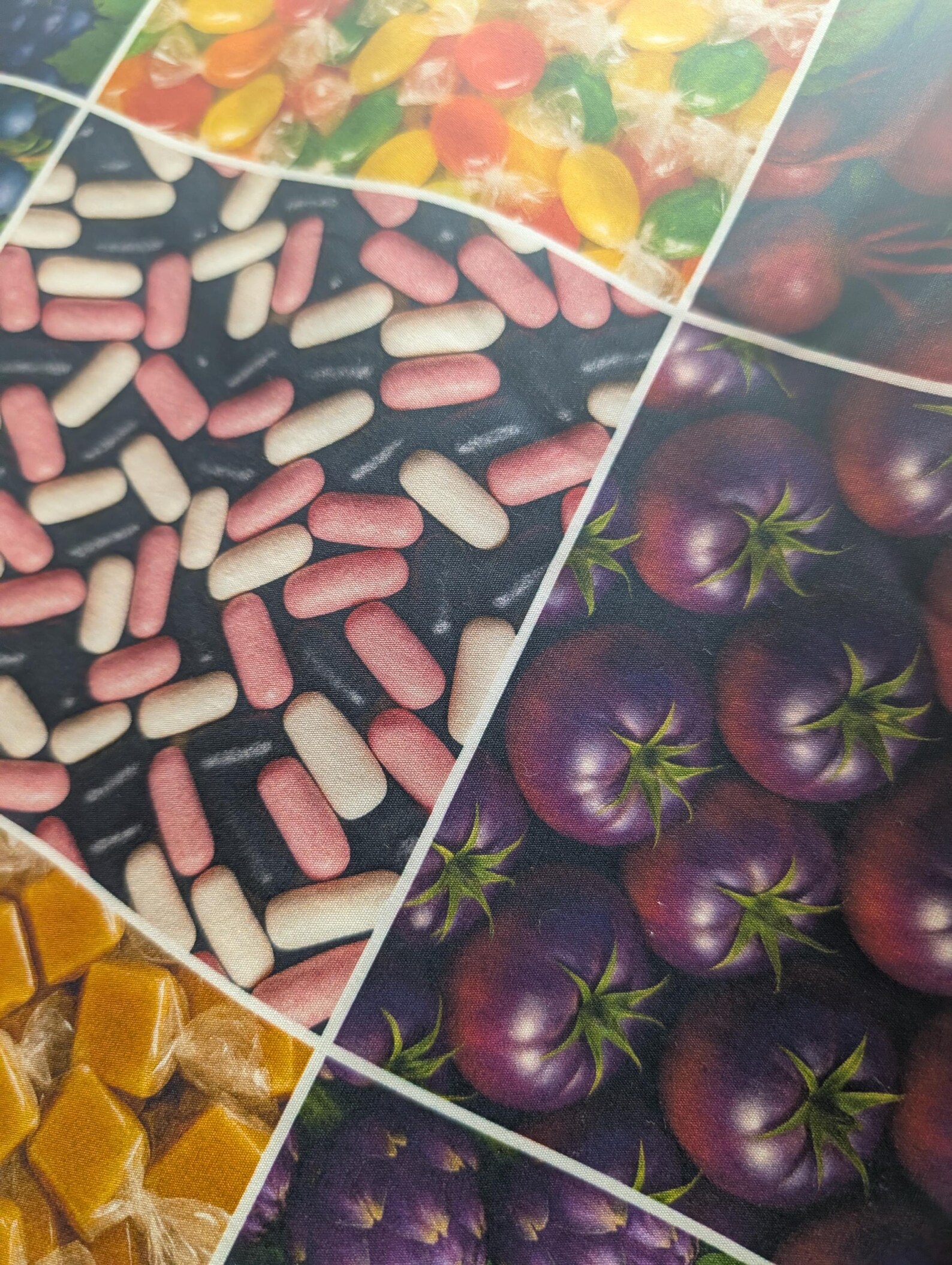 77 Fruits and Veggies Fabric Custom Printed Panel, 5 Inch Square Each ...