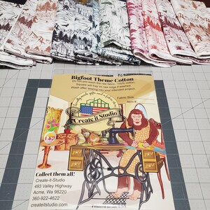 Bigfoot Sasquatch Cabin Toile 18"x18" Quilters Cotton Square - Etsy