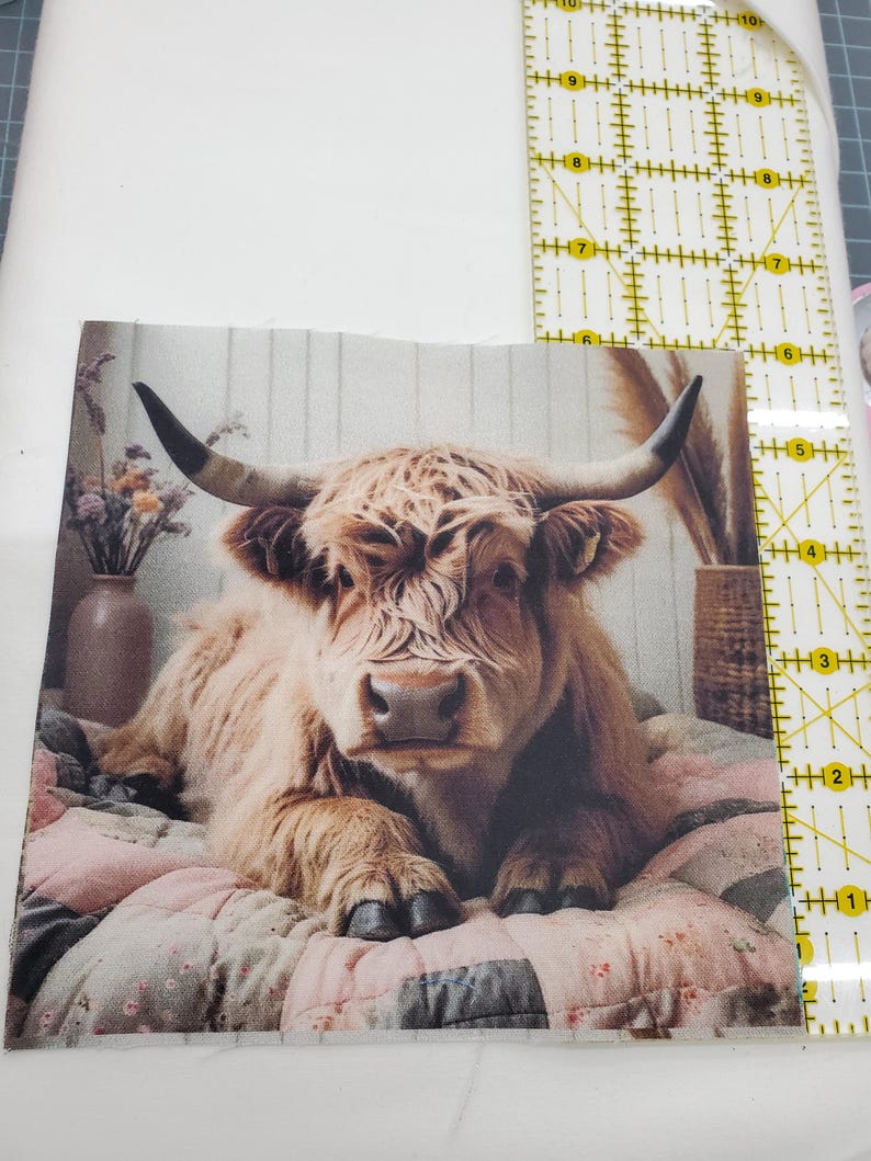 Highland Cow Quilt Block 6" on a Bed Quilt - Etsy