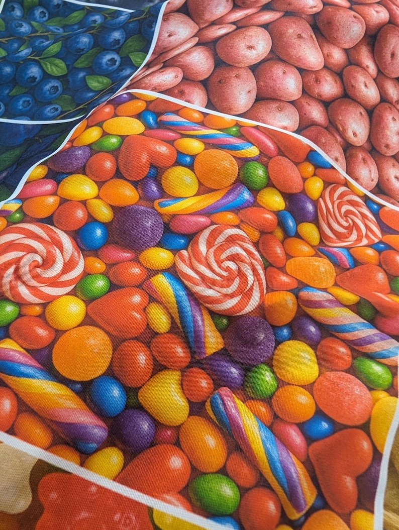 77 Fruits and Veggies Fabric Custom Printed Panel, 5 Inch Square Each ...