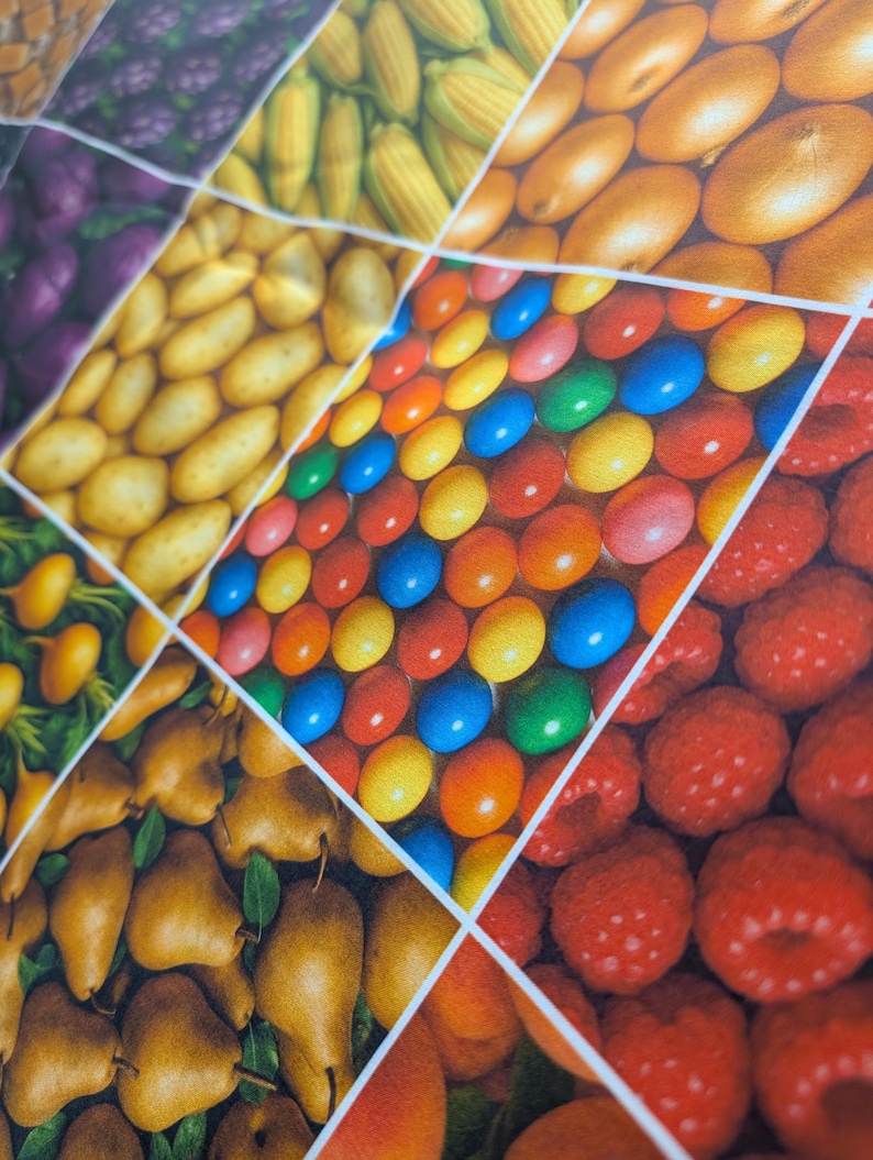 77 Fruits and Veggies Fabric Custom Printed Panel, 5 Inch Square Each ...