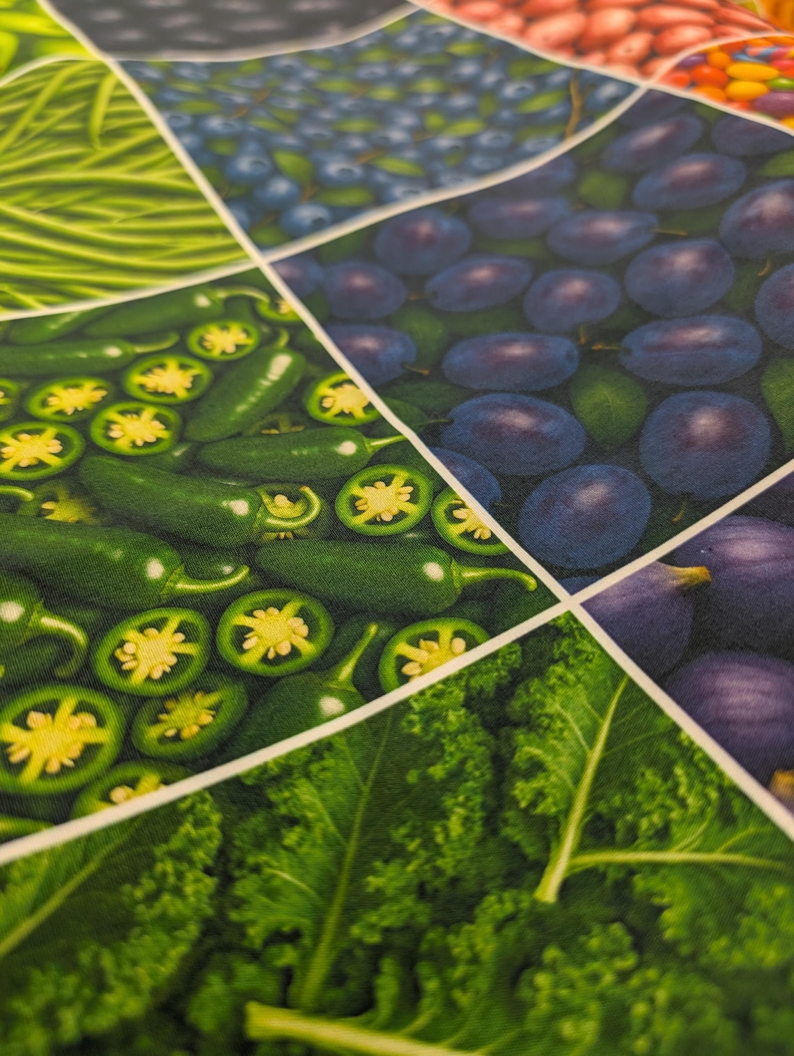 77 Fruits and Veggies Fabric Custom Printed Panel, 5 Inch Square Each ...