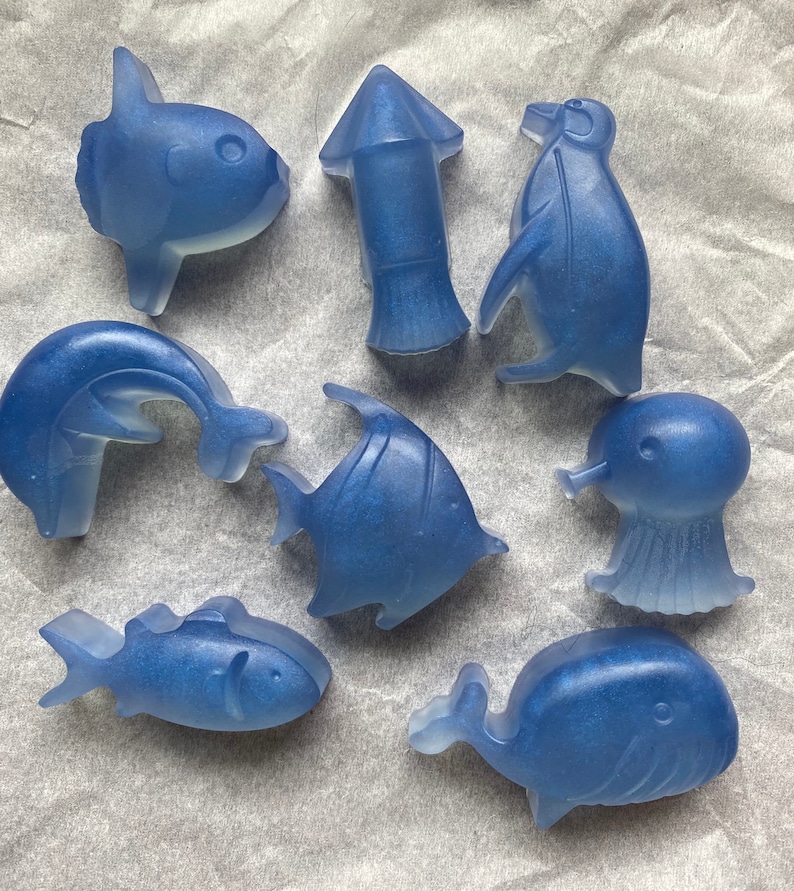 Marine Animal Soap Set- 8 Small Soaps (see Photo With Quarter for Scale ...
