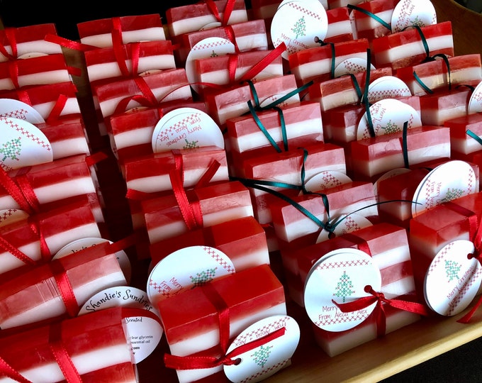 Candy Cane Handcrafted Soap, Handmade Glycerin Soap, Christmas ...