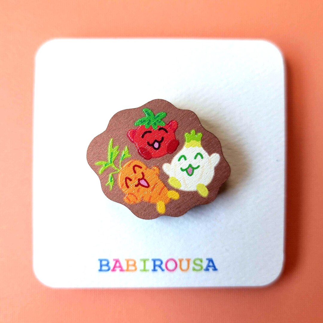 Veggie Chia Wooden Pin - Etsy