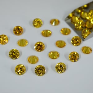 Golden Yellow Round Brilliant Cut SIZE CHOICE Loose Cubic Zirconia ...
