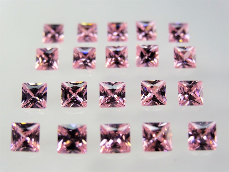 Pink Square Princess Cut Shape SIZE CHOICE Loose Stones Cubic - Etsy