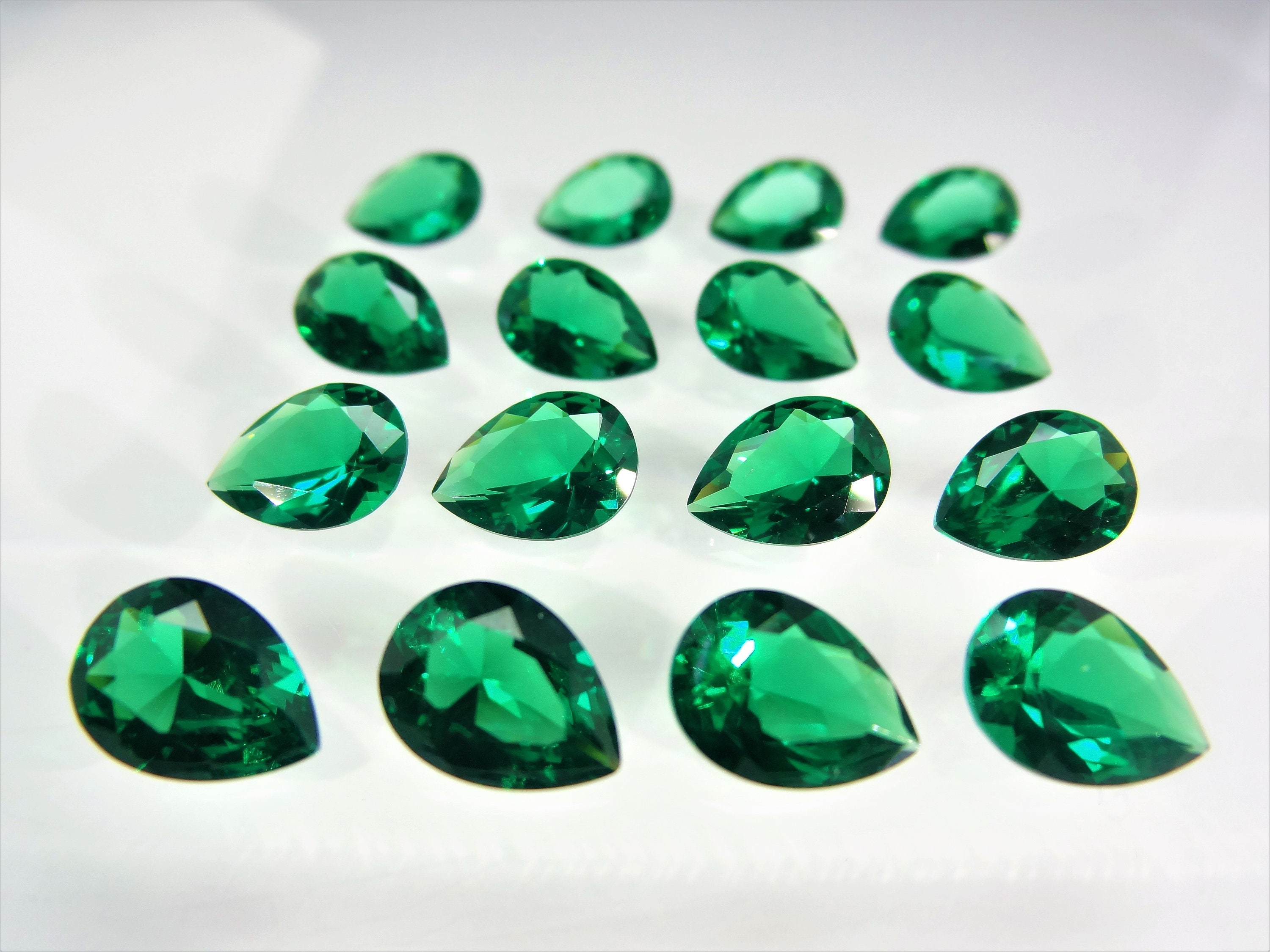 Emerald Green Pear Cut Shape SIZE CHOICE Loose Stones Nanocrystal ...