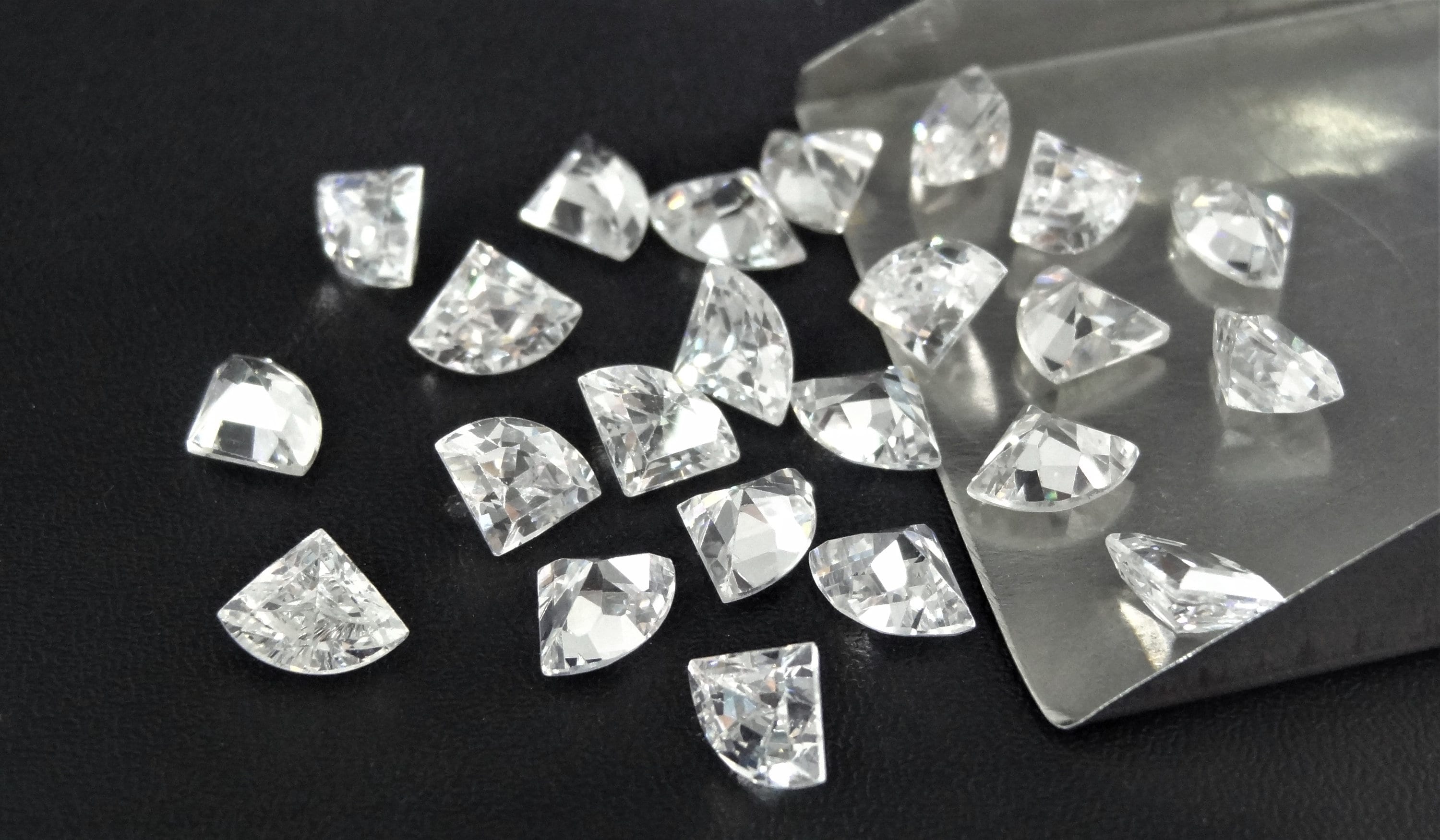 White CZ Fan / Quarter Cut Stones SIZE CHOICE Cubic Zirconia - Etsy