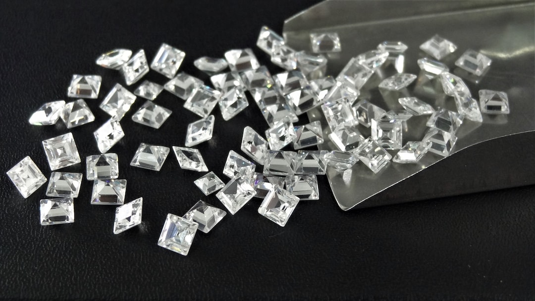 Clear White Square Cut Mixed Size Cut Loose Cubic Zirconia Gemstones ...