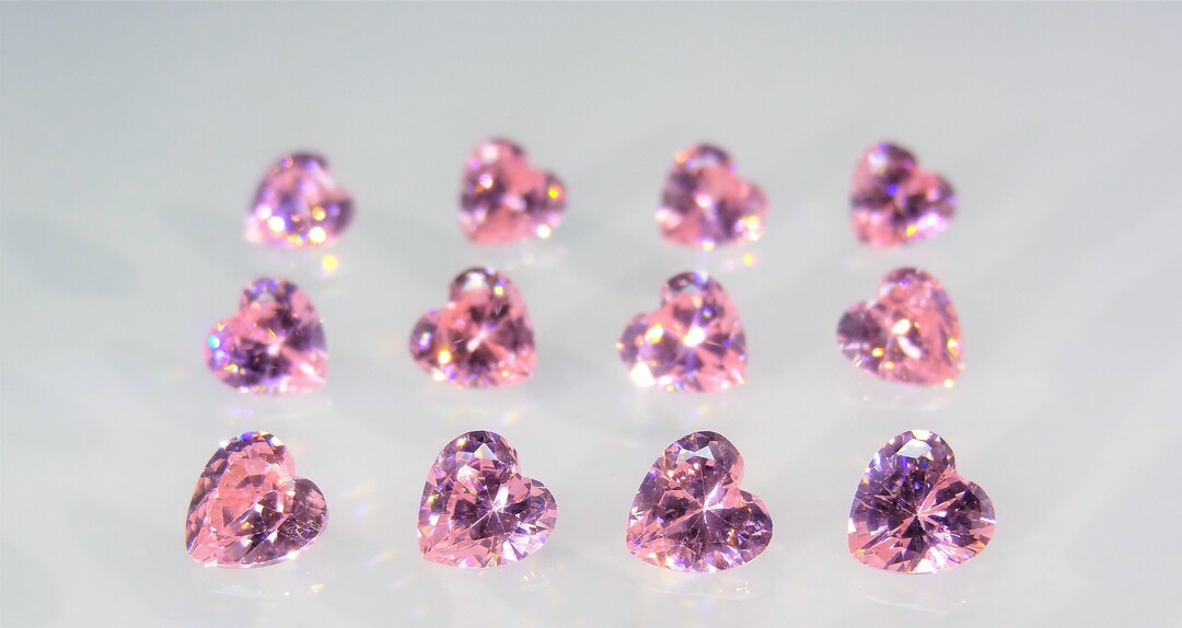 Pink CZ Heart Shape Stones SIZE CHOICE Cubic Zirconia Loose Gemstones ...