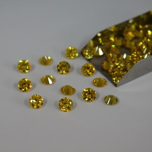 Golden Yellow Round Brilliant Cut SIZE CHOICE Loose Cubic Zirconia ...