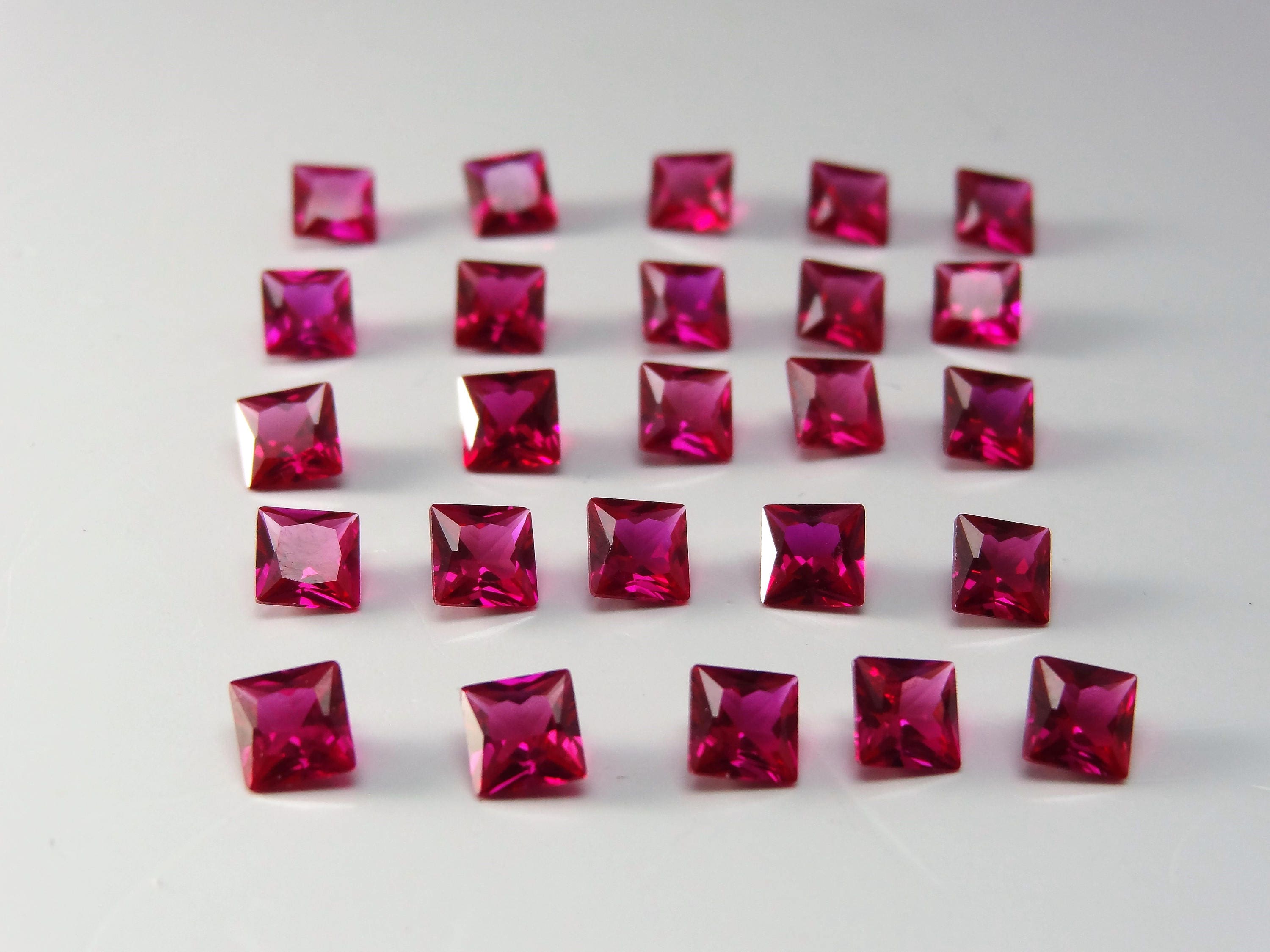 Red Ruby Square Princess Cut Shape SIZE CHOICE Loose Stones - Etsy