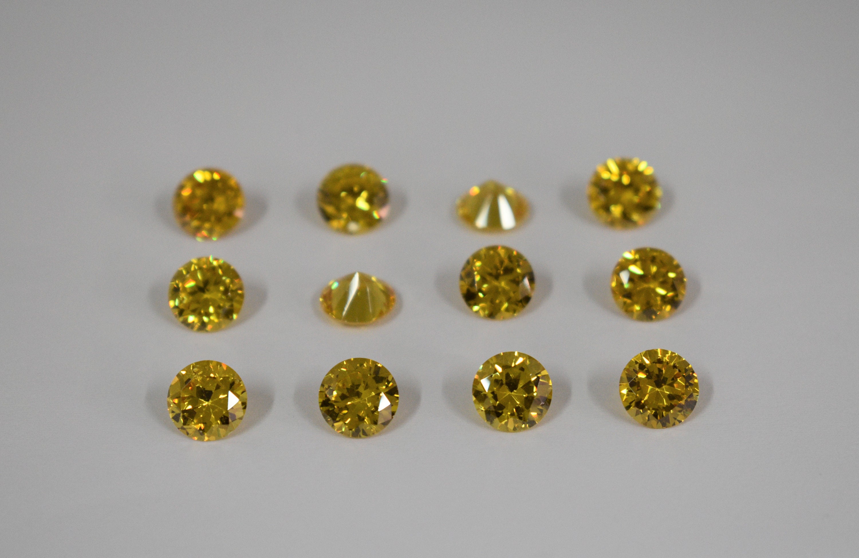Golden Yellow Round Brilliant Cut SIZE CHOICE Loose Cubic Zirconia ...