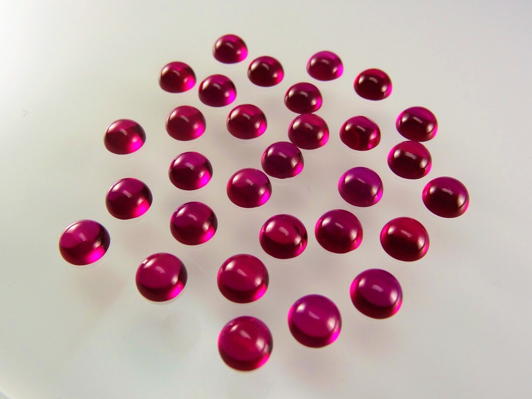 Red Ruby Round Cabochon Cut SIZE CHOICE Loose Stones Corundum Gemstones ...