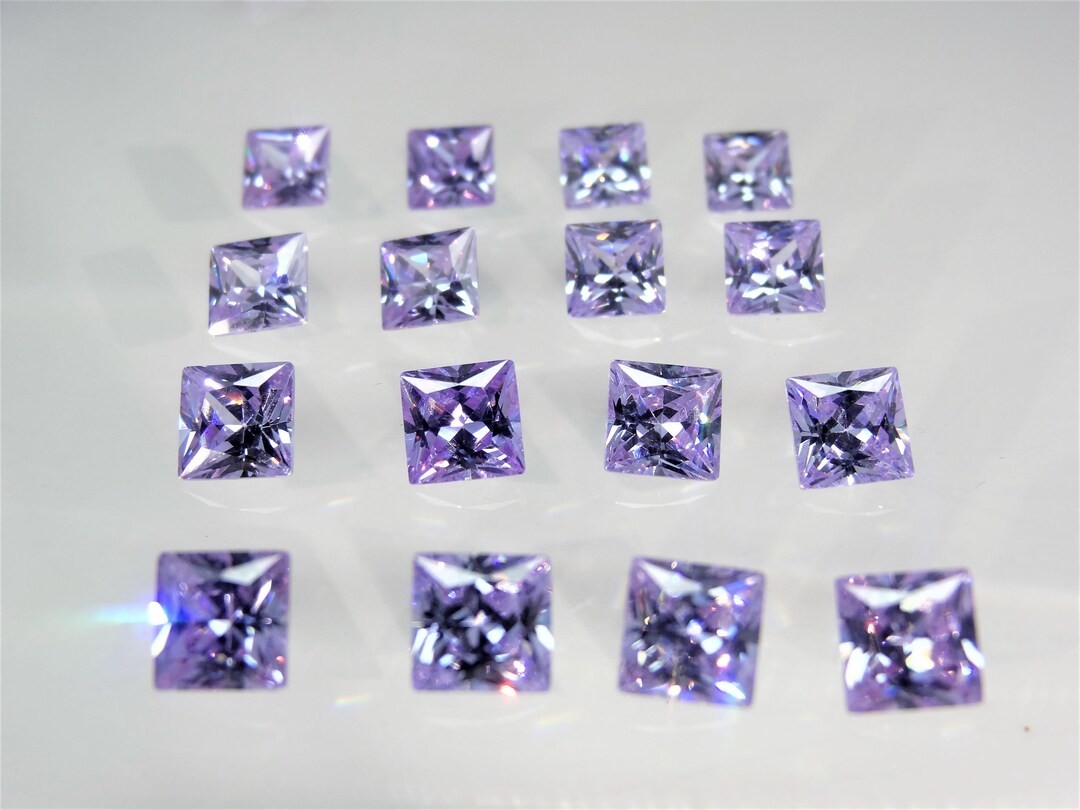 Lavender Square Princess Cut Shape SIZE CHOICE Loose Stones Cubic ...