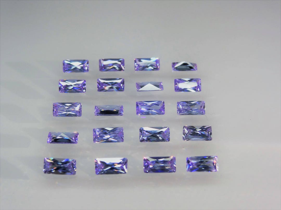 Lavender CZ Baguette Princess Cut SIZE CHOICE Loose Cubic Zirconia ...