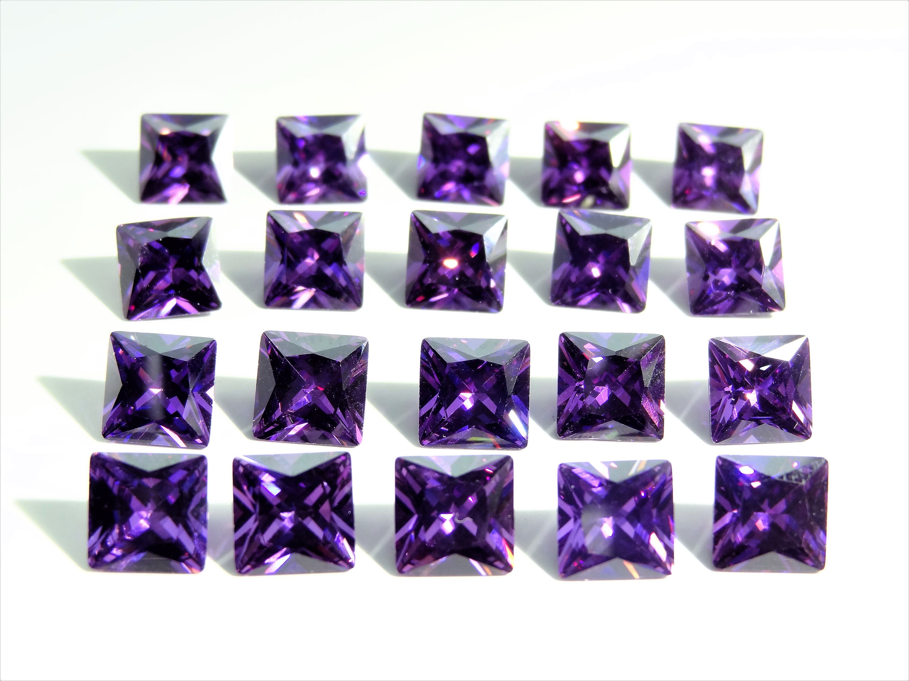 Amethyst Square Princess Cut Shape SIZE CHOICE Loose Stones Cubic ...
