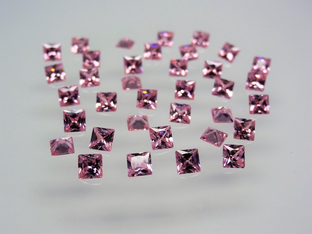 Pink Square Princess Cut Shape SIZE CHOICE Loose Stones Cubic Zirconia ...