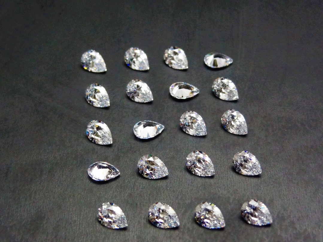 White CZ Pear Cut Shape SIZE CHOICE Loose Stones Cubic Zirconia High ...