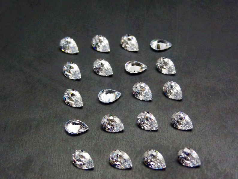 White CZ Pear Cut Shape SIZE CHOICE Loose Stones Cubic | Etsy