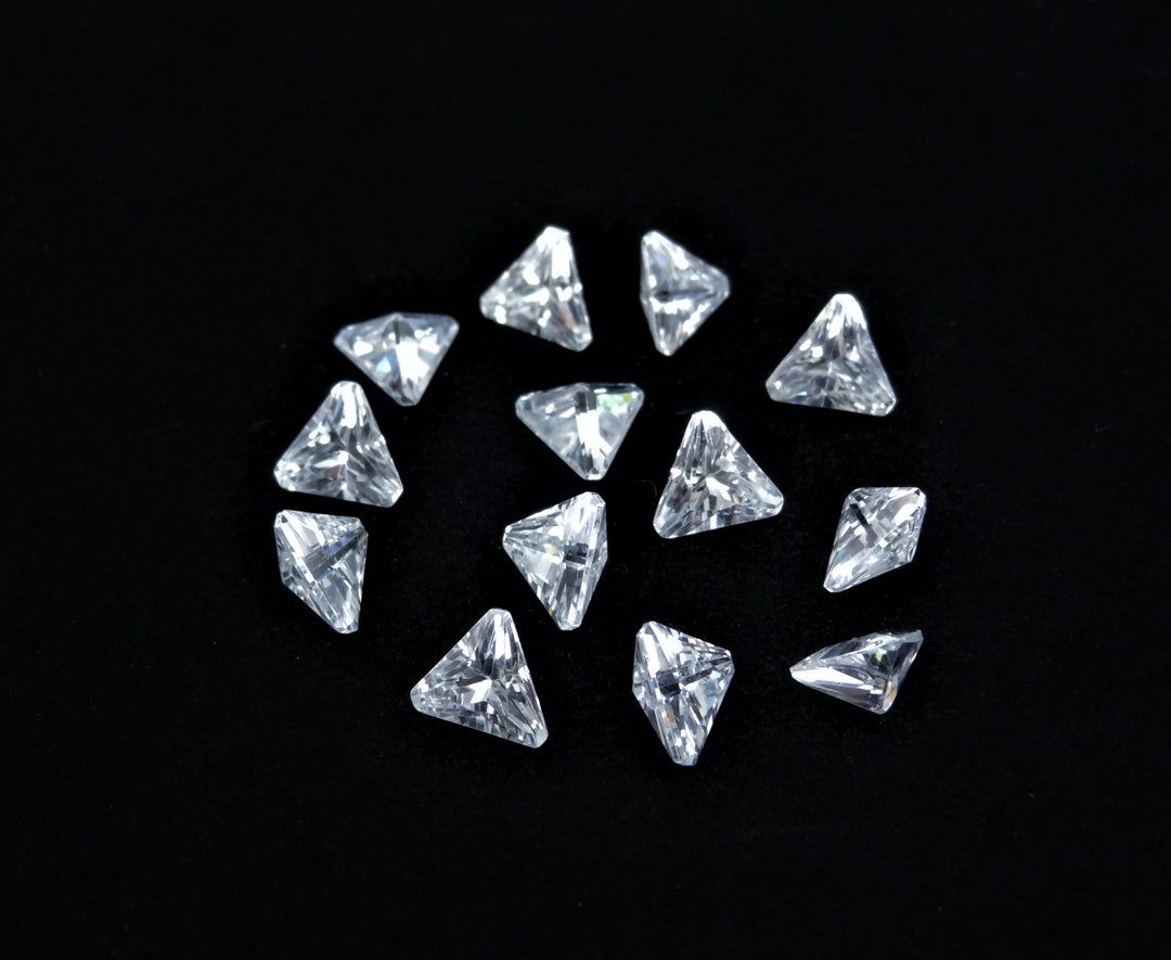 White CZ Triangle Cutted Angles Shape Cut Stones SIZE CHOICE Cubic ...