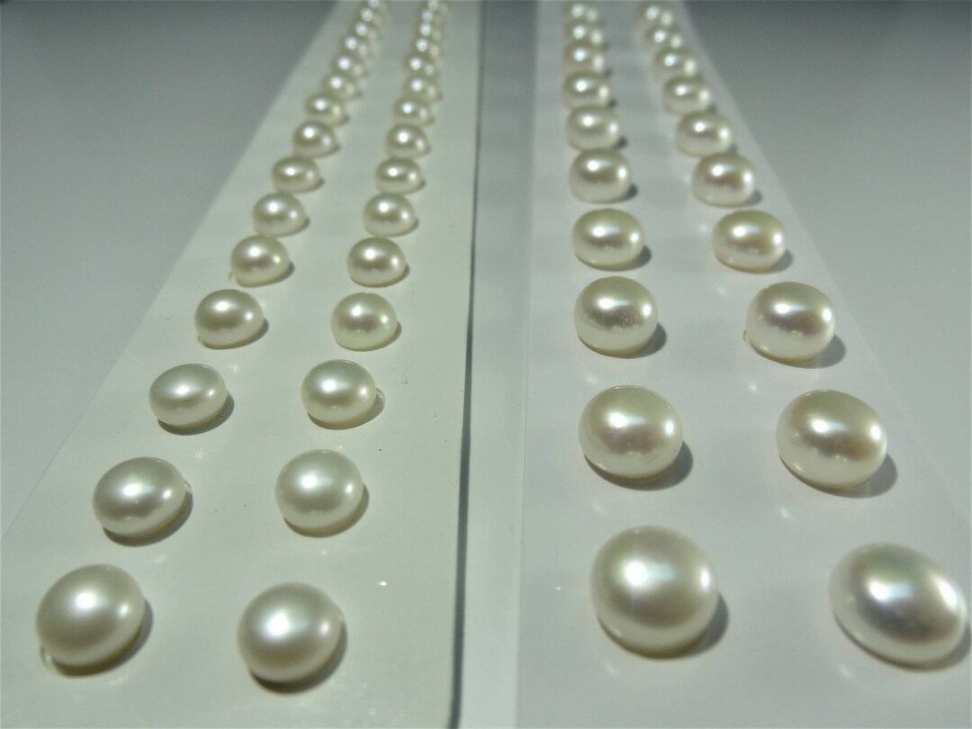 Ivory White Loose Freshwater Pearls SIZE CHOICE Button Shaped Half ...