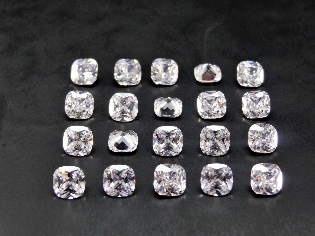 White CZ Cushion / Radiant Cut SIZE CHOICE Loose Stones Cubic Zirconia ...