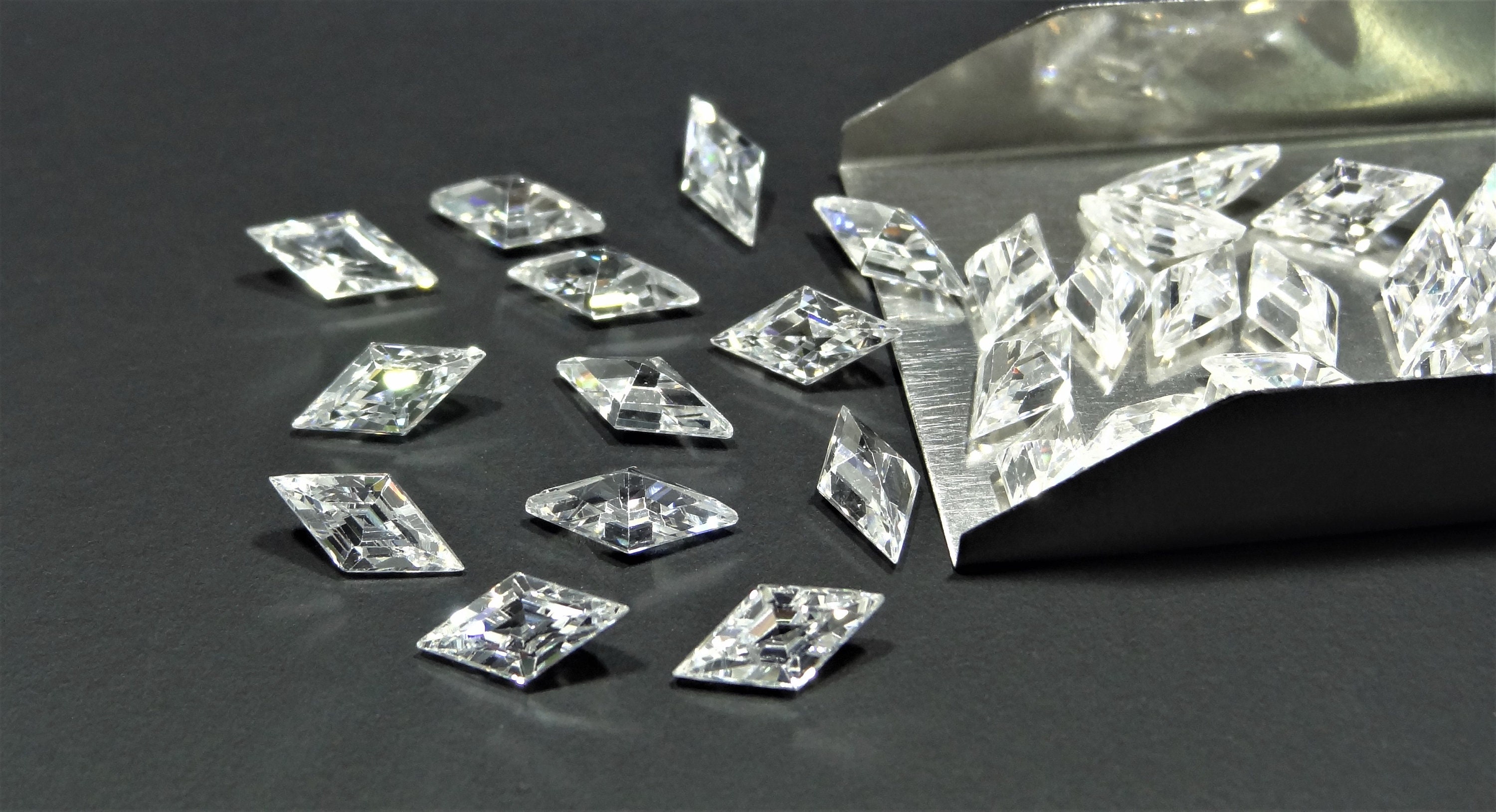 Clear White Lozenge / Rhombus Cut Stones SIZE CHOICE Cubic Zirconia ...