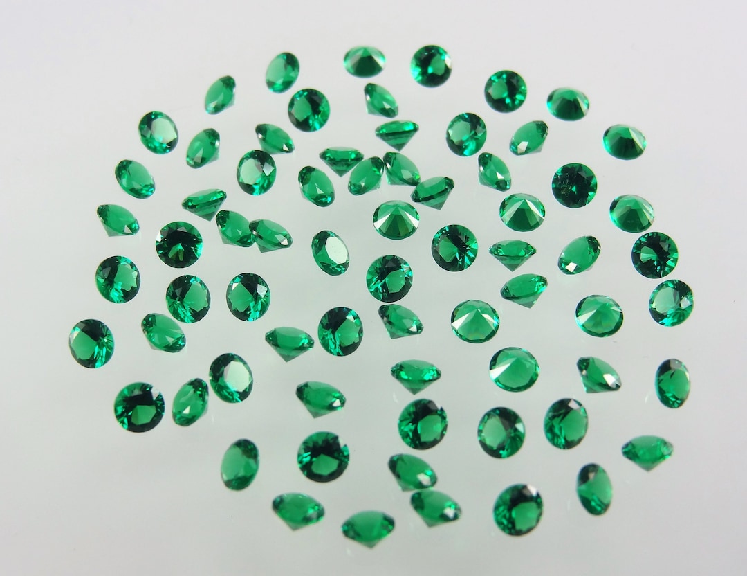 Green Round Brilliant Cut SIZE CHOICE Loose Stones Nanocrystal ...